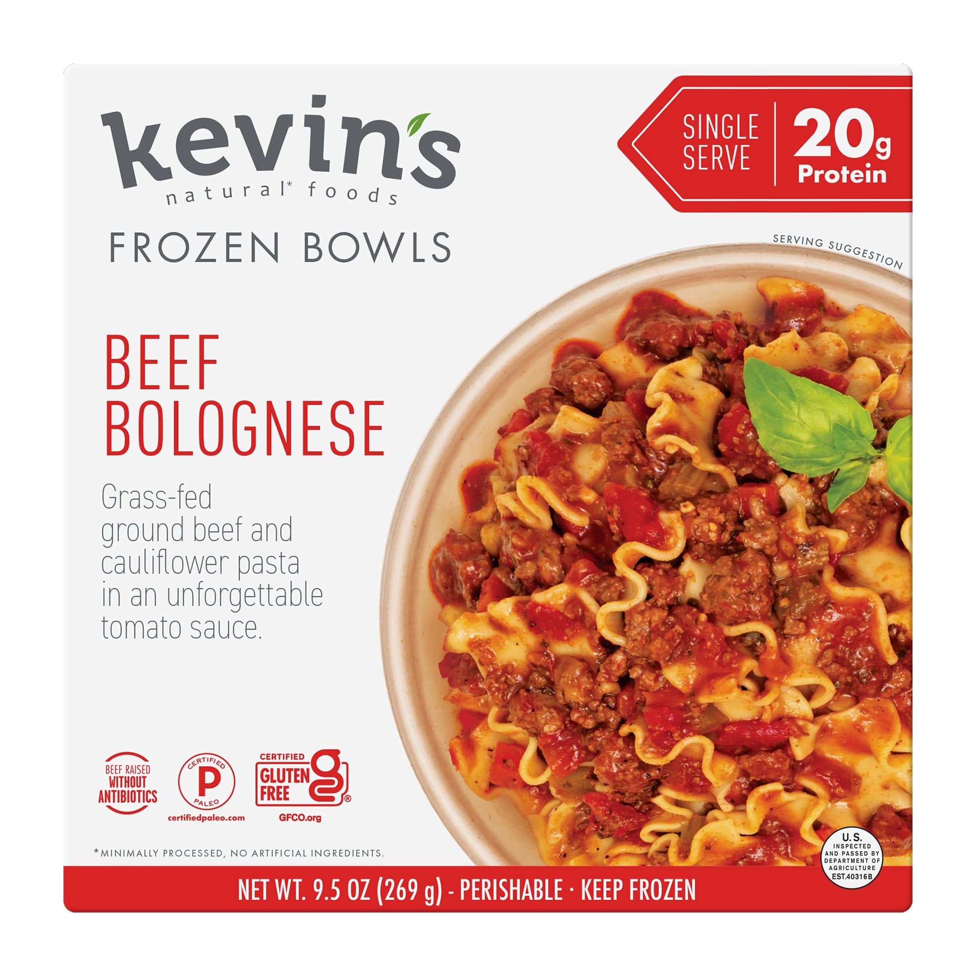 Beef Bolognese Frozen Bowl – Kevin's Natural Foods